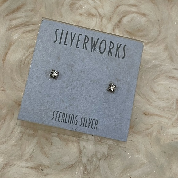 Silverworks | Jewelry | Silver Works Small Silver Crystal Stud Earrings ...